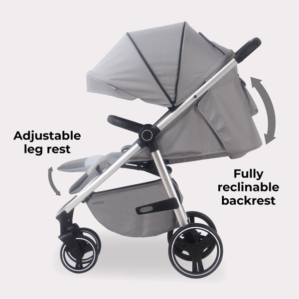 MB160 Plus Pushchair - Grey Tropical - Grade A – My Babiie